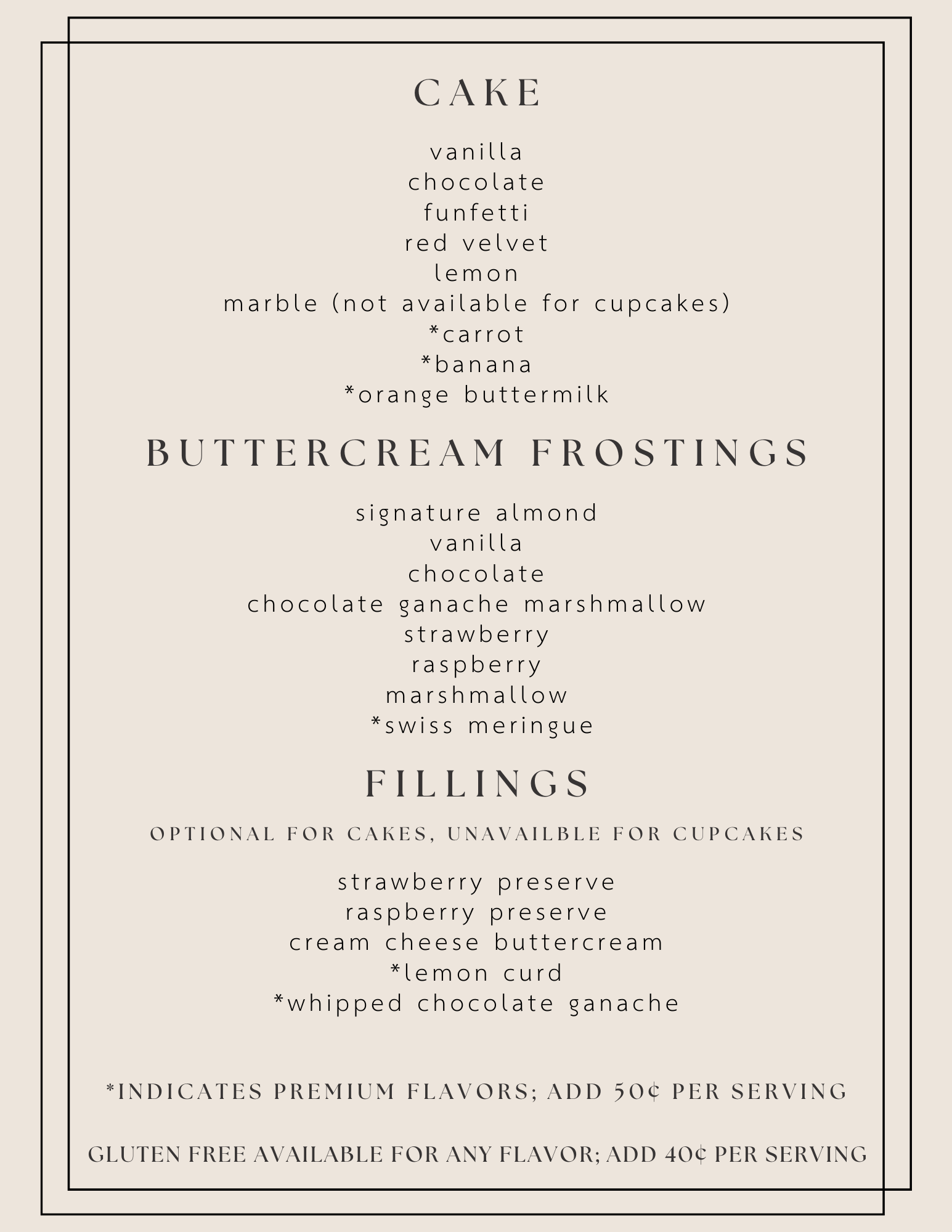Menu – Aly's Scratch Bakery